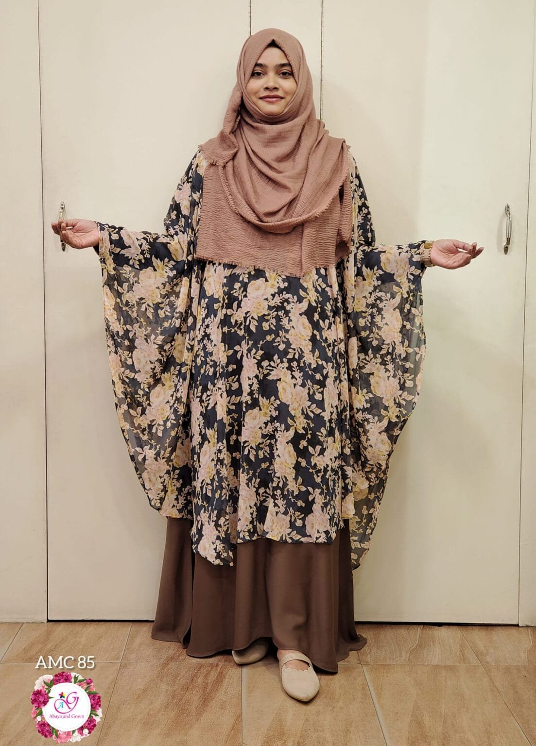 Semi Transparent Dark Tan Color Cape - Abaya and Gown